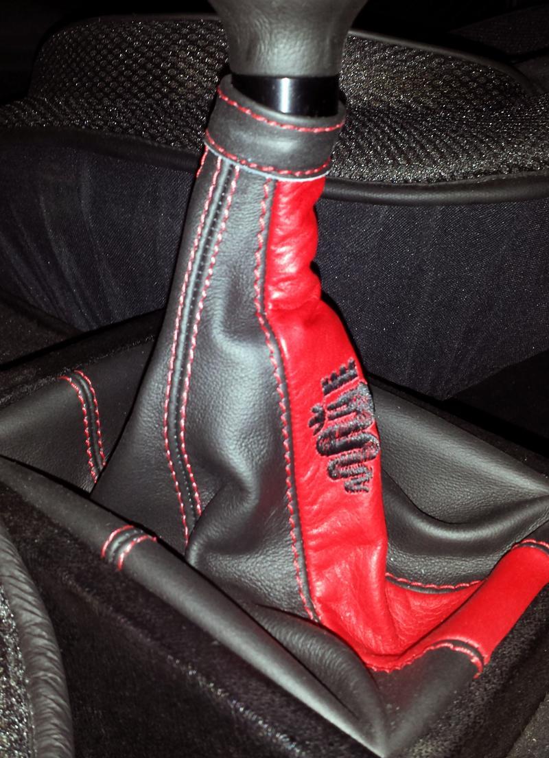 Gear Stick Gaiter Alfa Romeo 156 2° Series Black Genuine Leather Red ...