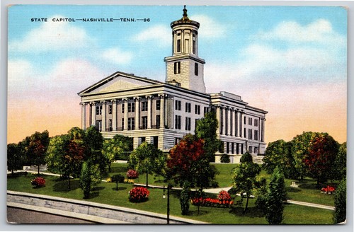 Nashville Tennessee~Birds Eye View Of State Capitol Bldg~Vintage Linen ...