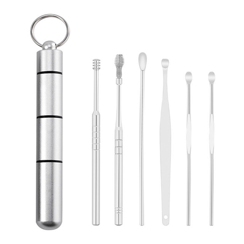 7PCS Innovative Spring Ear Wax Cleaner Tool Set Ear Pick Ear Wax ...