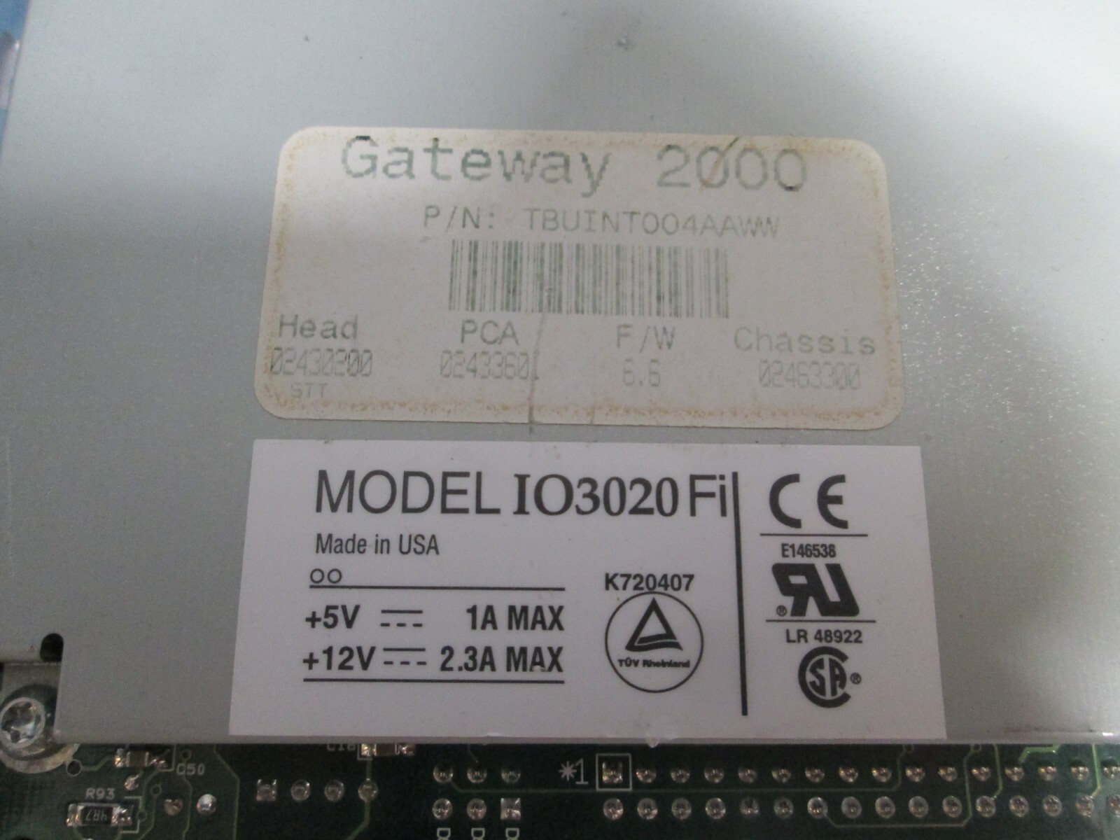 Iomega Ditto 3200 IO3020Fi Internal Tape Drive w/34-Pin Floppy ...