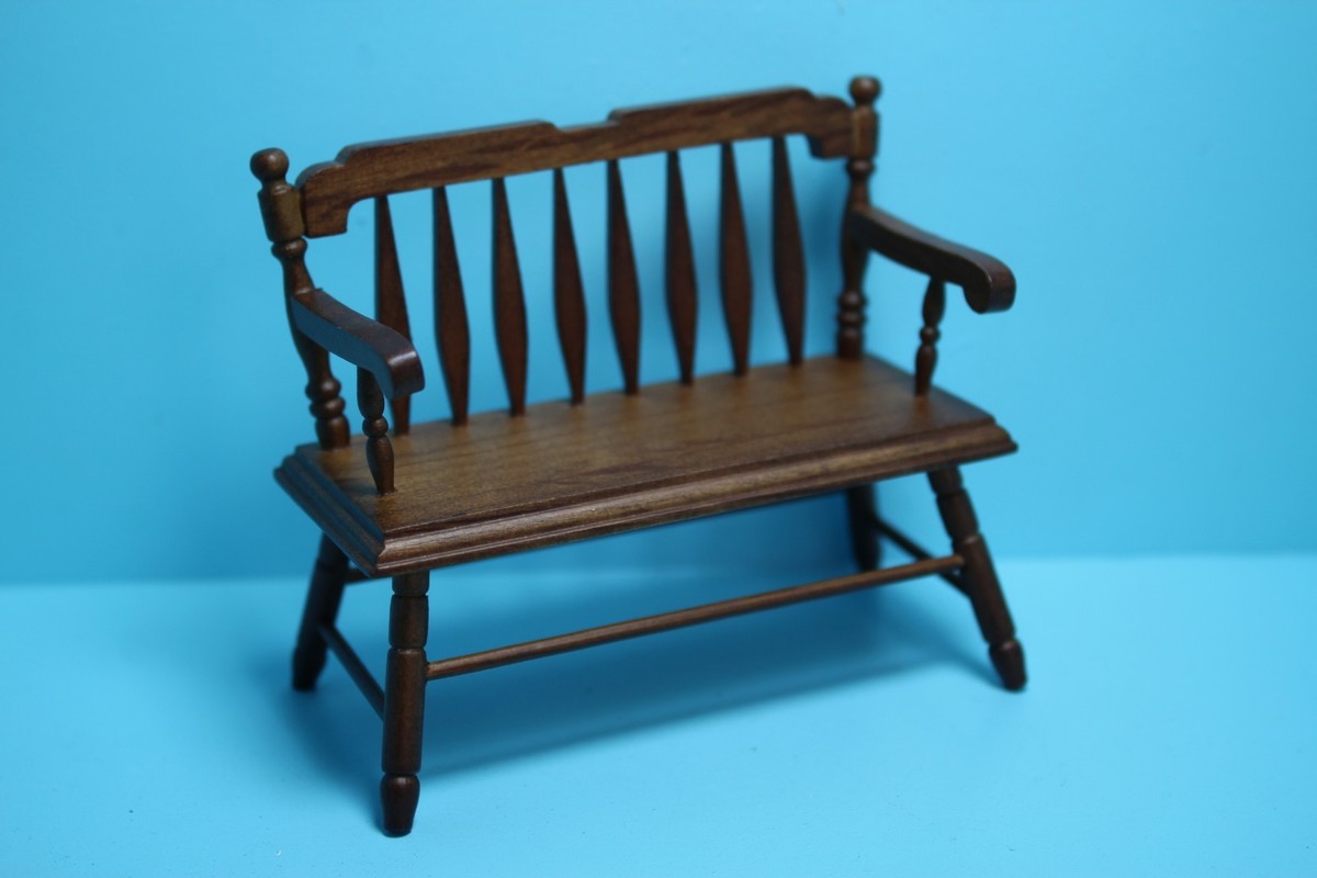 Miniature White Deacon Bench Style 10 Mini Wood Bench Dollhouse