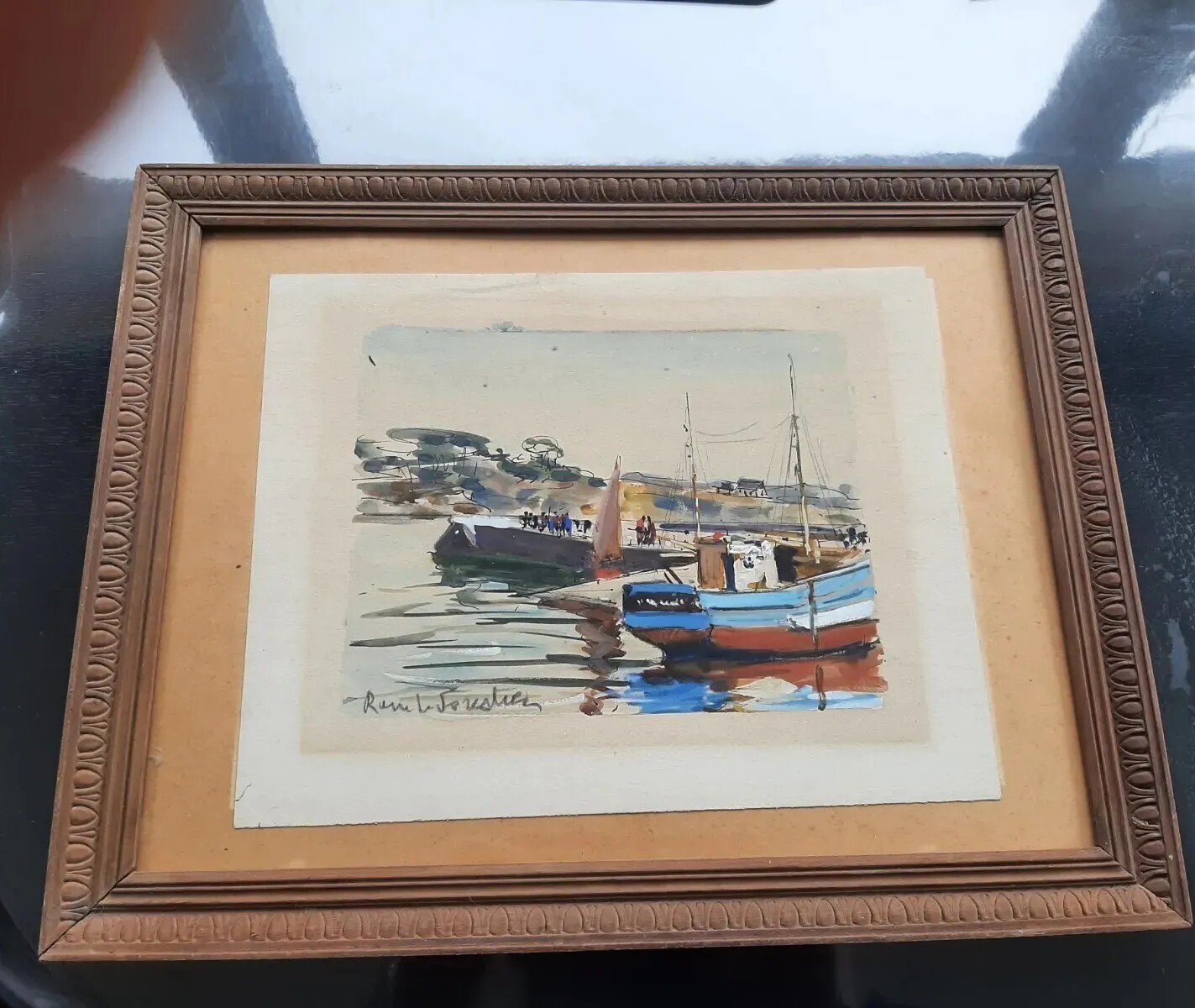Aquarelle René Le FORESTIER (1903-1972) elève d'Arthur Midy Marine ...