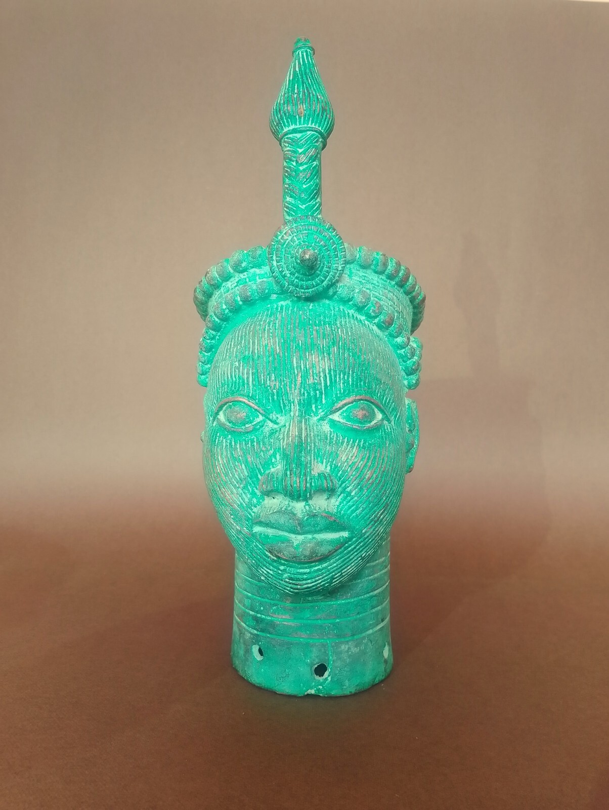 Benin Bronze statue of an Ife princess in ceremonial coral-bead crown ...