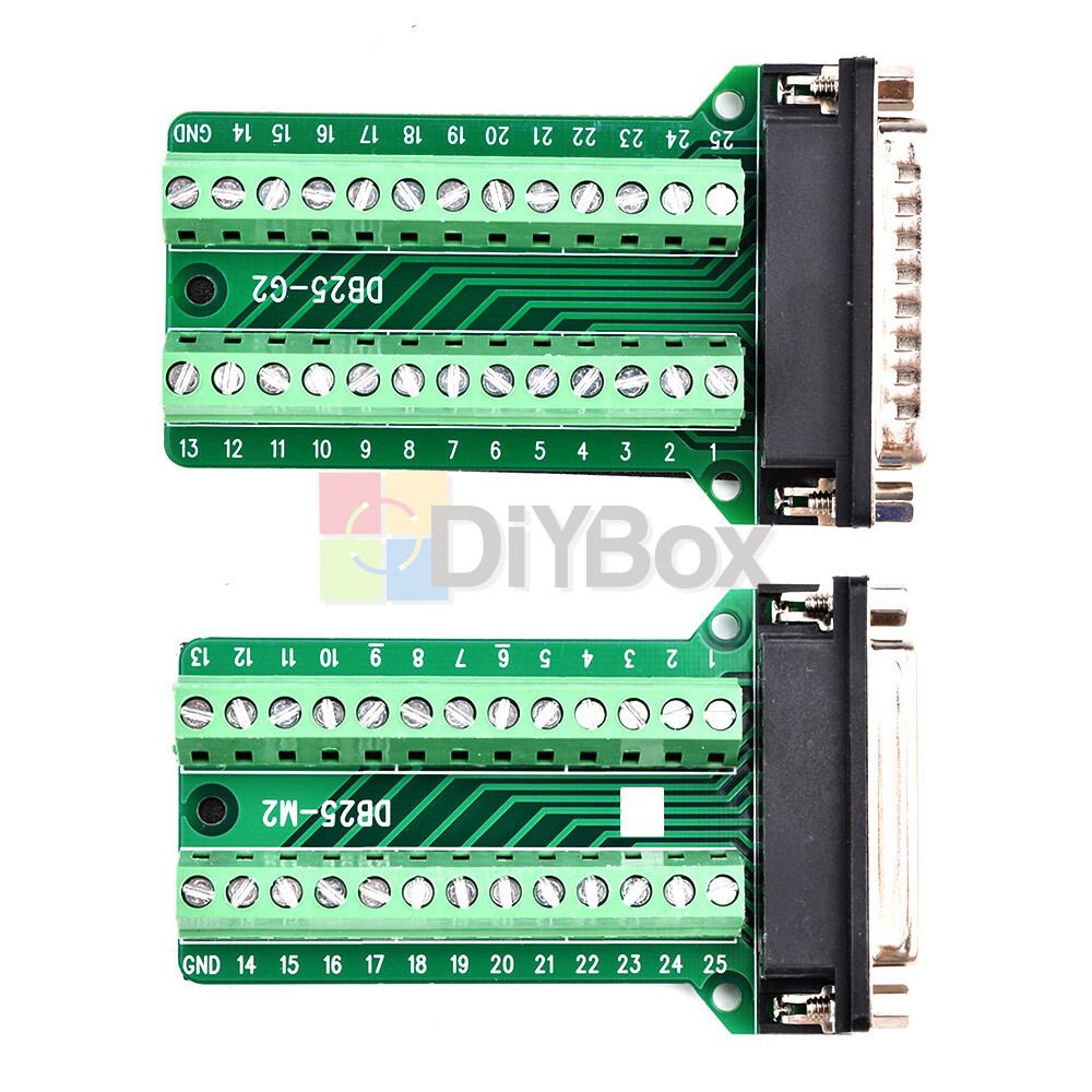 DB25 2 Row 5mm Pitch Adapter Male Terminals Board Nut Type D-Sub ...
