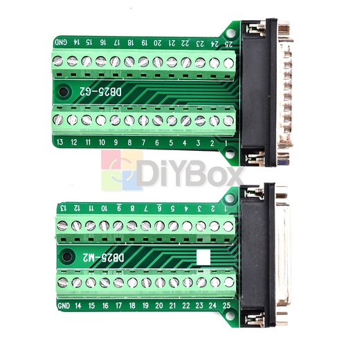 DB25 2 Row 5mm Pitch Adapter Male Terminals Board Nut Type D-Sub ...