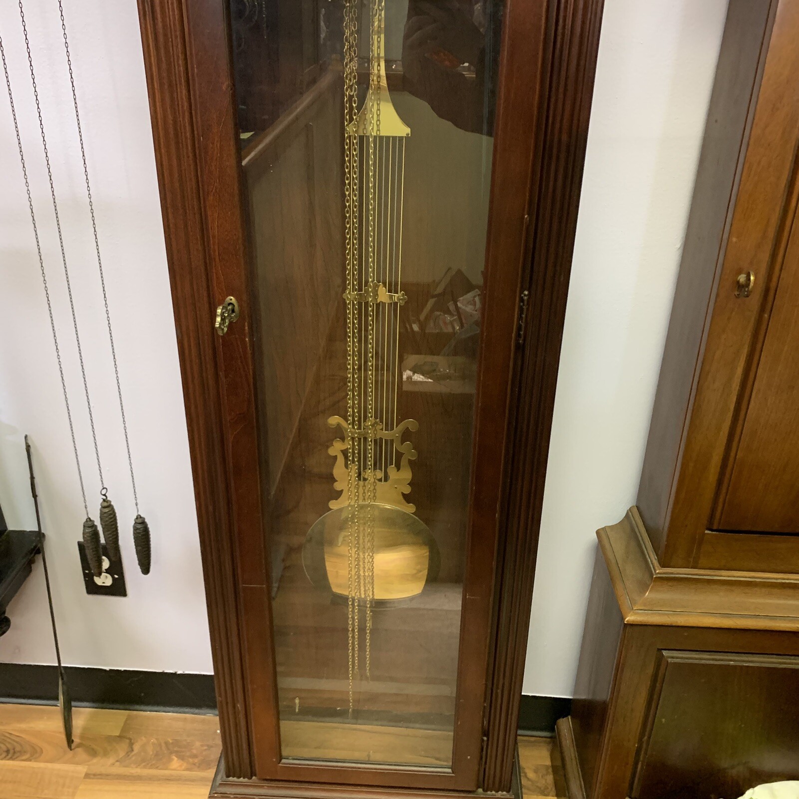 VTG 1996 Ridgeway Model #9412 Hand Carved Mahogany Wood 78" Grandfather ...