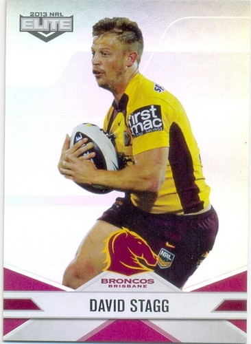 2013 NRL Elite Silver Parallel card P8 David Stagg - Brisbane Broncos ...
