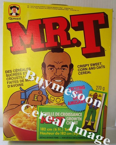 Mr T Cereal Box RARE original Canadian Variant 1984 Quaker growth chart ...