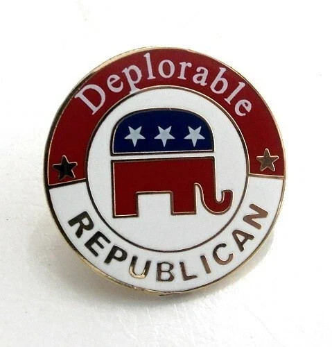 Deplorable Republican Elephant Red White & Blue Political Round Lapel ...