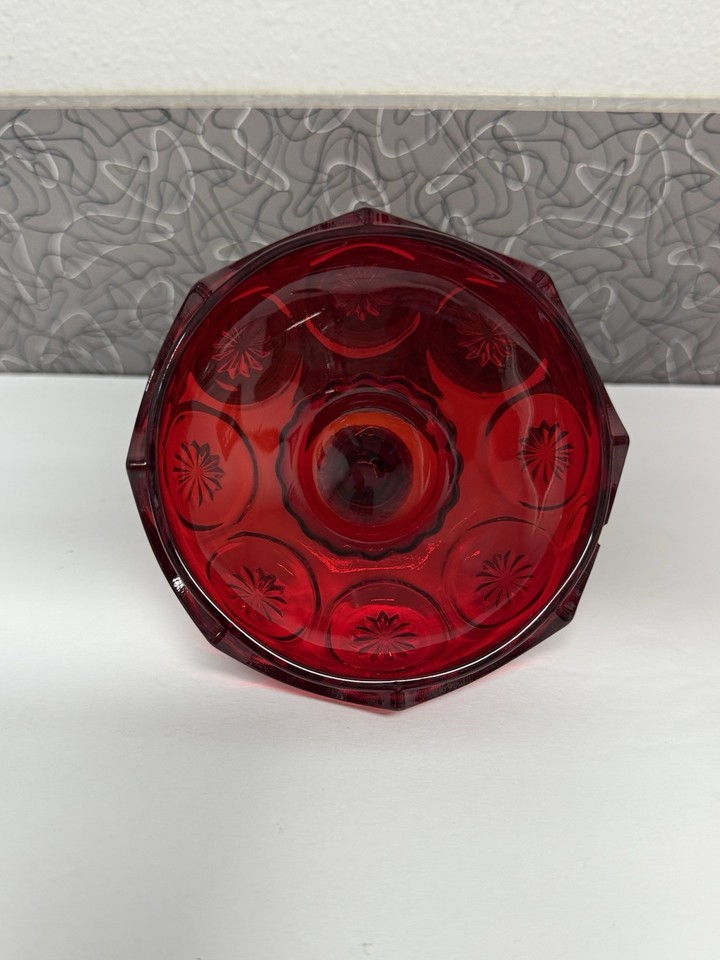 L.E. Smith Ruby Red Moon & Stars Candy Compote Lidded Pedestal Dish | eBay