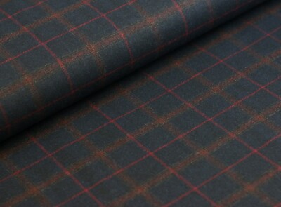 MANTELSTOFF Vintage Glencheck Schottenkaro Tweed ROT/SCHWARZ EUR 14,98 ...