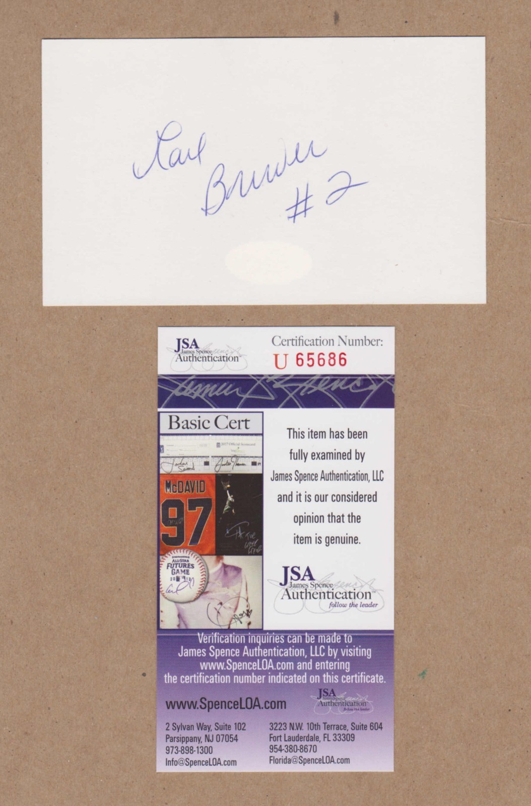 Carl Brewer signed 3x5 index card-Toronto, Detroit, St. Louis (Dec) JSA ...