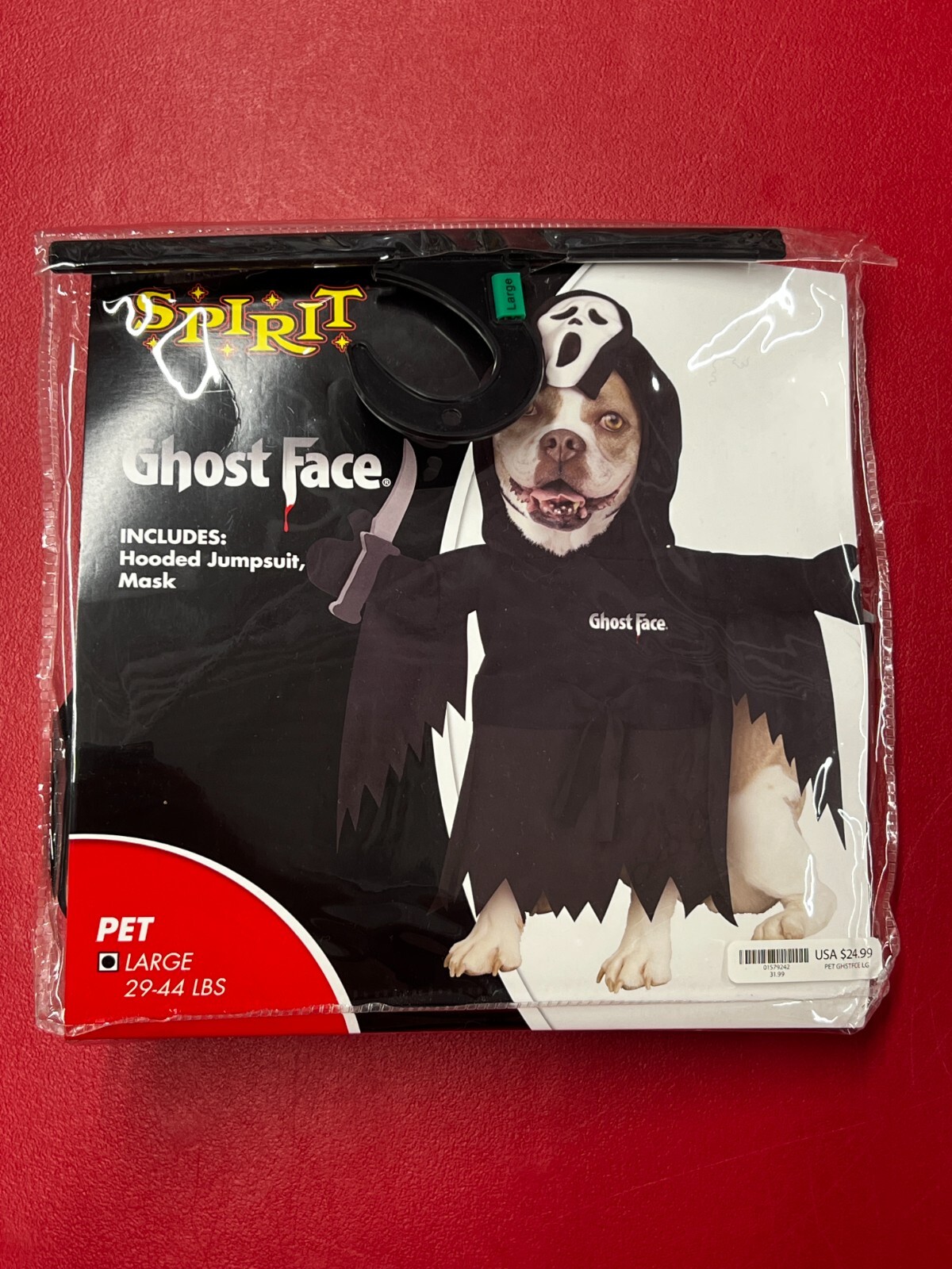 Spirit Halloween Scream Ghost Face Dog Costume Size L w/ Jumpsuit ...