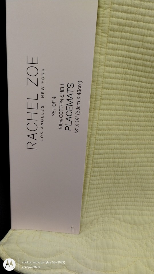 Rachel Zoe SCALLOPED QUILTED PLACEMATS CHARGER Reversible Yellow 13x 19 ...