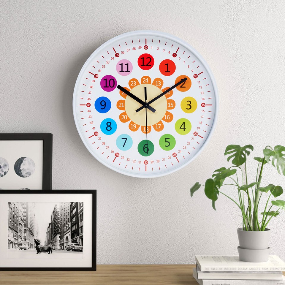 Kids Learn To Tell The Time 3D Large Wall Clock 30cm Teaching Children ...