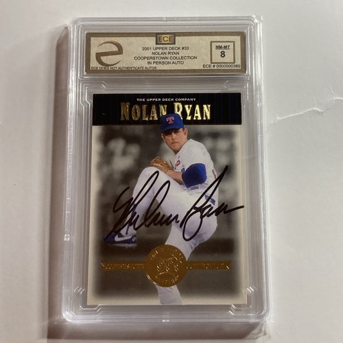 Nolan Ryan UD Auto Texas Rangers NY Mets World Series MLB signed ...