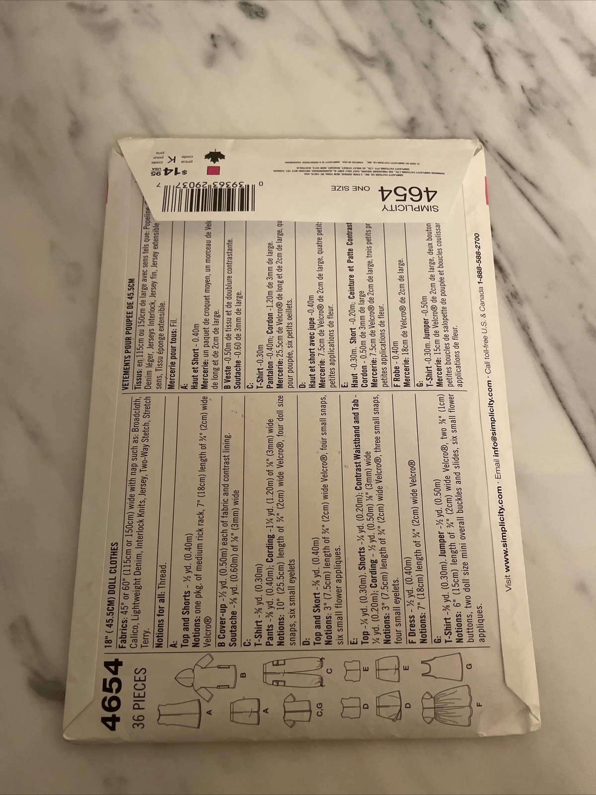 18" GIRL DOLL Modern Clothes Skort Simplicity 4654 American Sewing ...