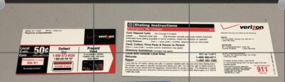 Verizon PAYPHONE INSTRUCTION CARDS For Automatic Electric 120B Style ...