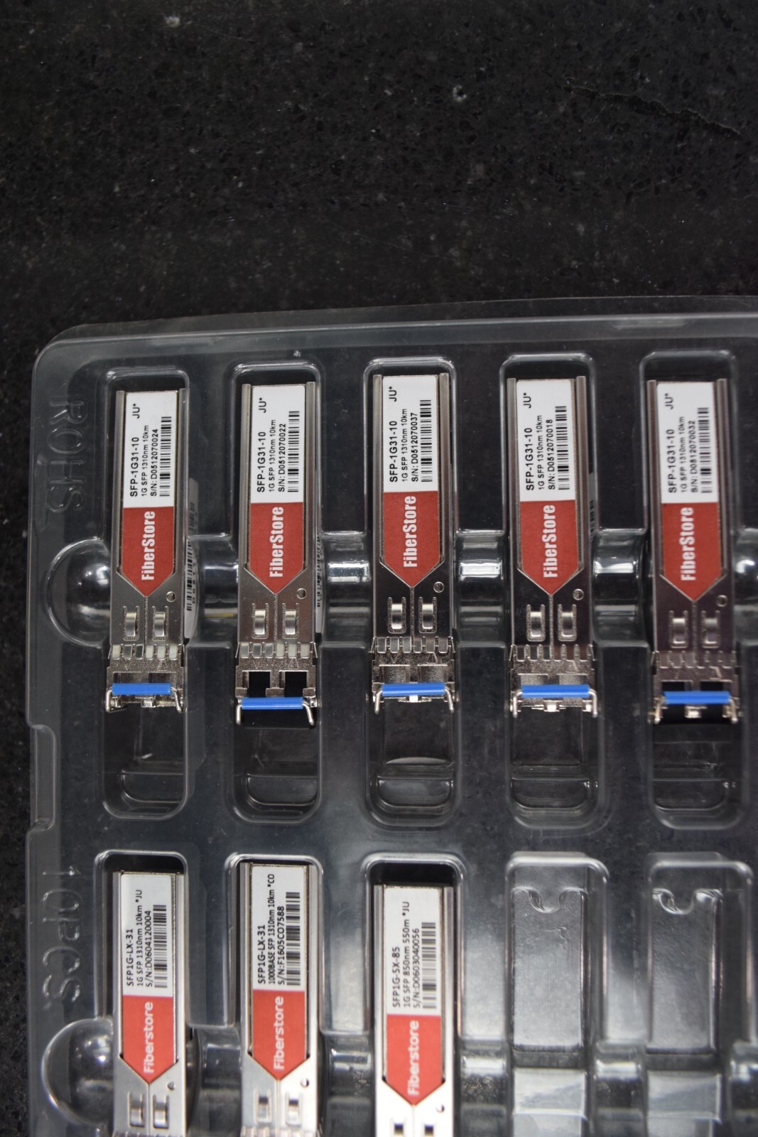 8 X FS Fiberstore SFP SFP-1G31-10 10KM Juniper optical fibre ...