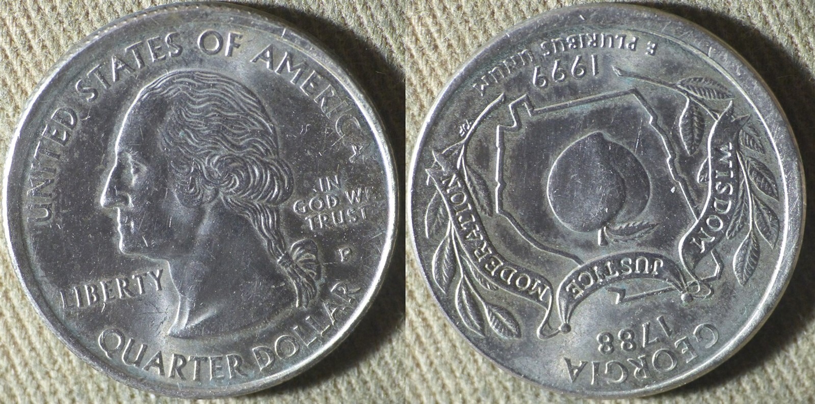 Errors : 1999 Georgia State Quarter 15% Off Center Stock Picture ...