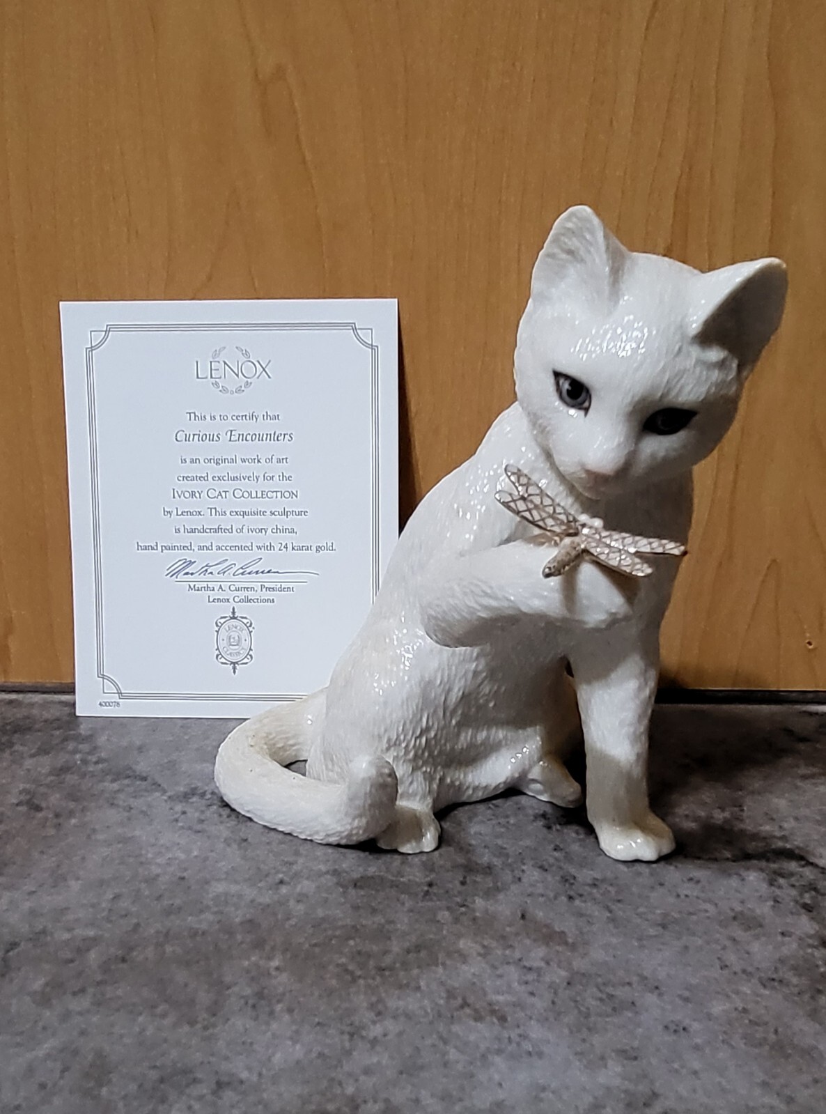 Lenox Ivory Cat Collection White China w/ 24 Karat Gold COA Curious ...