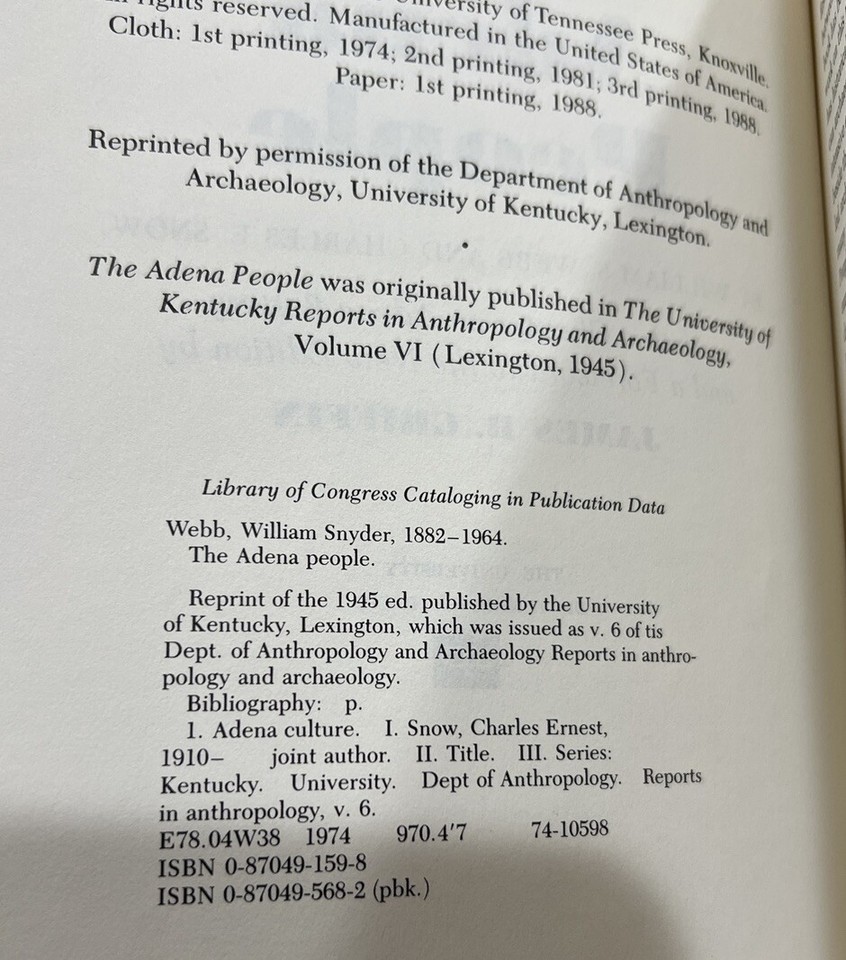 Adena People by Webb & Snow | eBay
