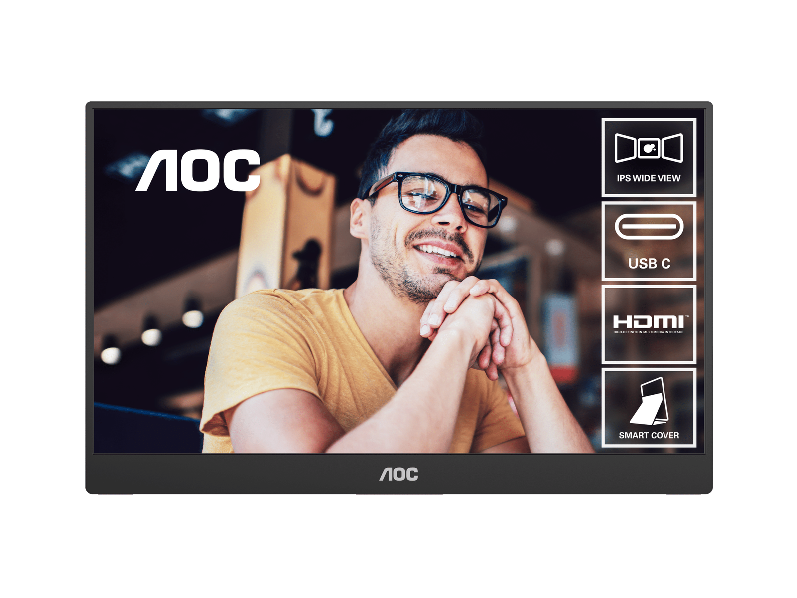 USED AOC 16T10 Portable Monitor 15.6 Inch FHD 1920x1080 IPS Panel w ...