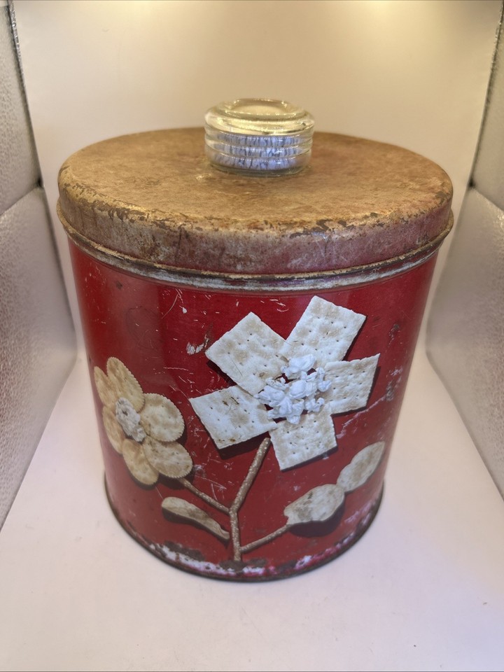 Vintage Blue Magic Krispy Kan Tin Canister 2 Magic Glass Knob 1950s ...