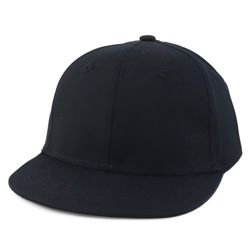 Plain Structured Flatbill Snapback Cap Fits Infant to Youth - Black ...