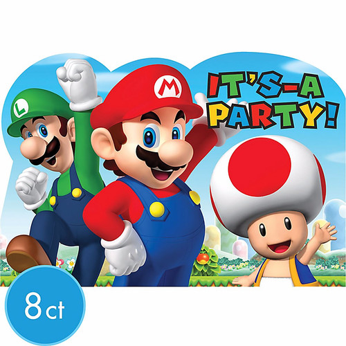 Super Mario Brother Postcard Invitation Birthday Party Supply Favor ...