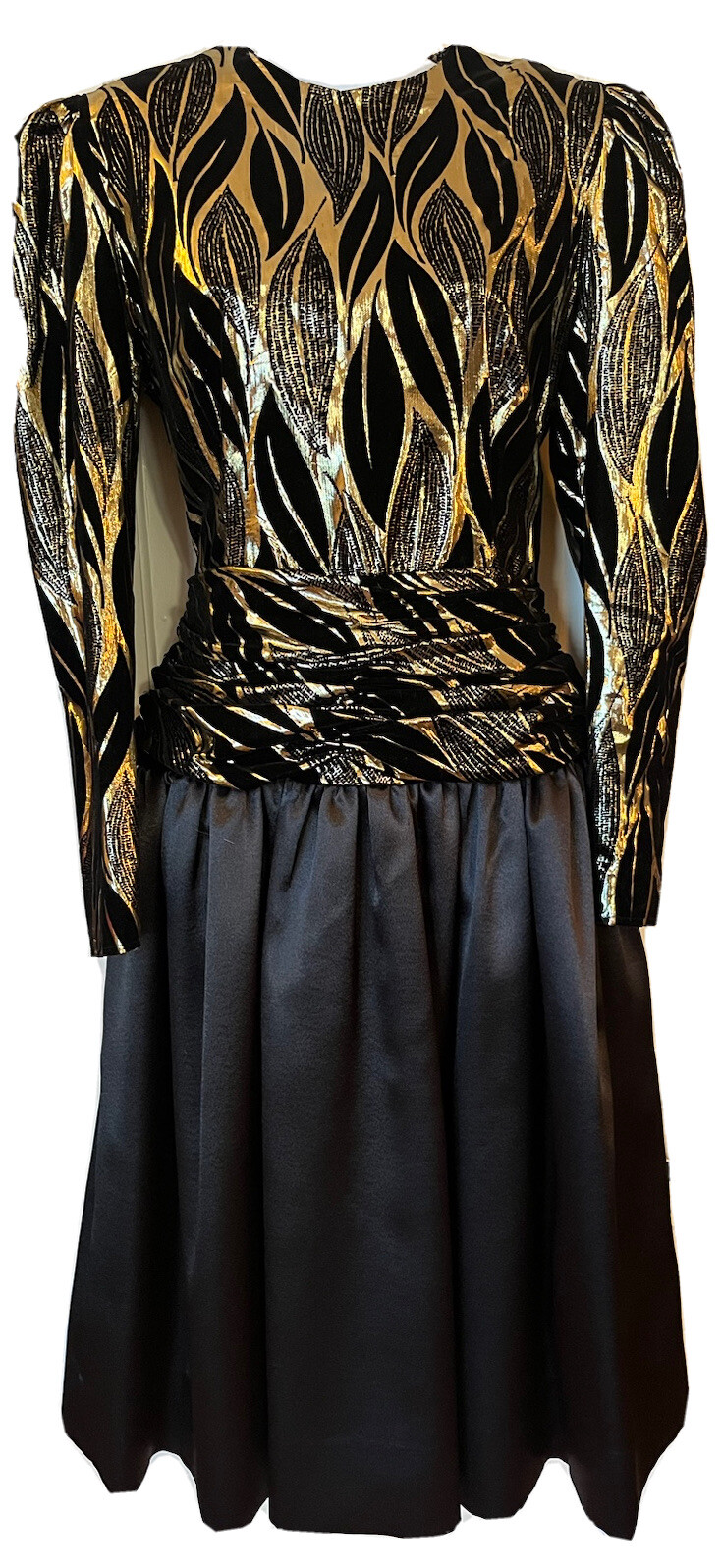 VTG Halston III Gold Lame Black Velvet Satin Cocktail… - Gem