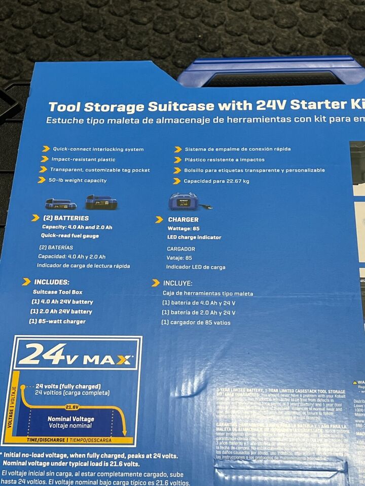 Two 24V Kobalt 2.0 & 4.0 Ah Lithium-Ion Battery - Charger & Casestack ...