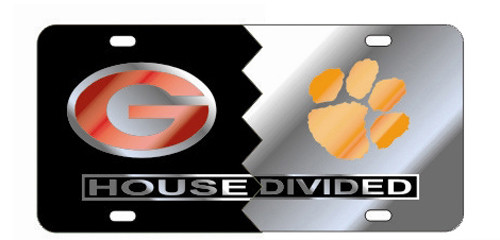 GEORGIA Bulldogs / CLEMSON Tigers HOUSE DIVIDED License Plate / Car Tag ...
