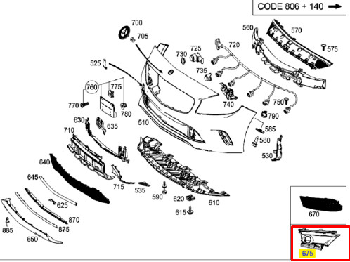 NEW MB A W176 AMG FRONT BUMPER LEFT PDC COVER A1768852900 176-885-29-00 ...