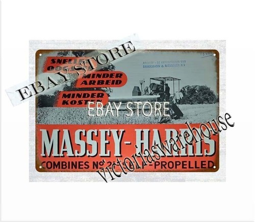 1947 rustic barnyard Harris 21 Combine farm tractor metal tin sign ...