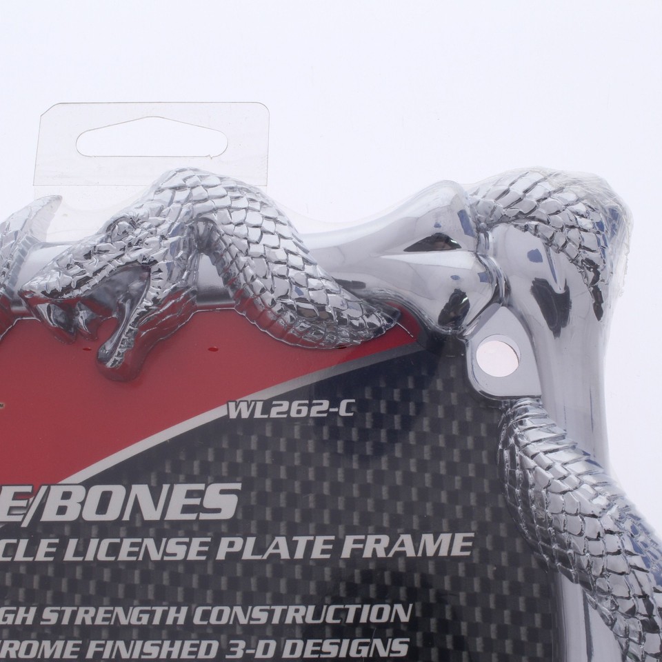 Chrome Motorcycle Metal 5"x8" License Plate Frame Serpent Viper Snake ...