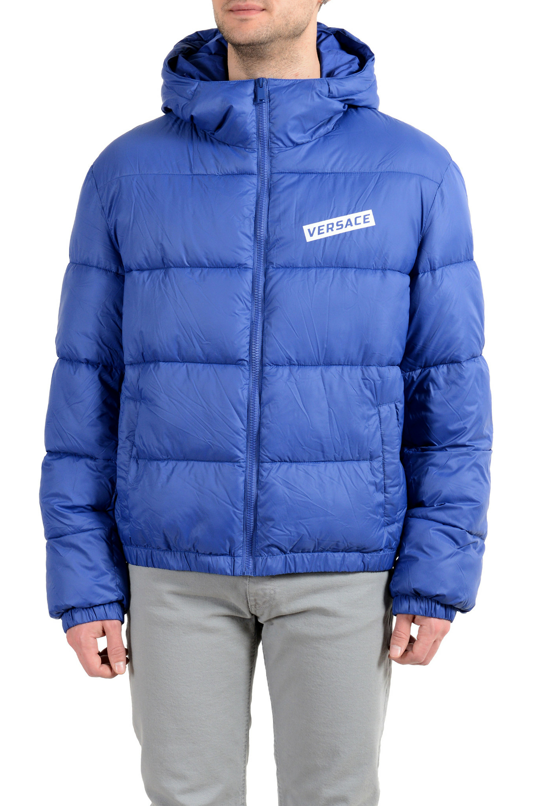 Versace Men's Blue Logo Full Zip Hooded Parka Jacket sz S M L XL 2XL | eBay