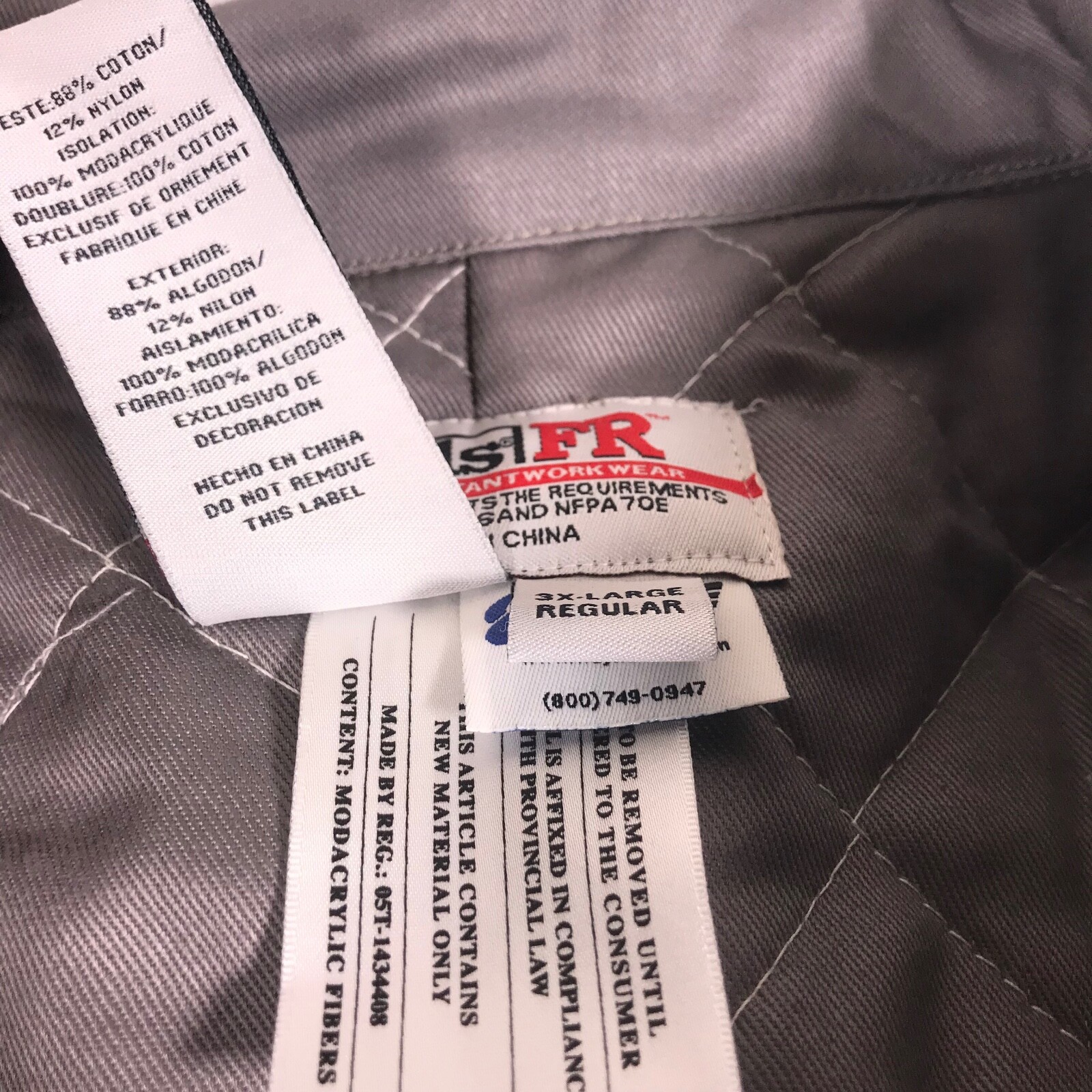 NICE Walls FR Flame Resistant Insulated Coveralls 3XL XXXL Grey HRC 3 ...