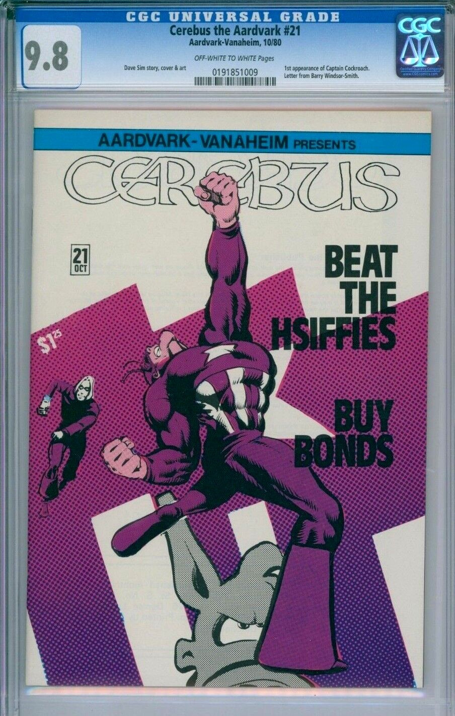 CEREBUS THE AARDVARK 21 CGC 9.8 1st CAPTAIN COCKROACH Aardvark-Vanaheim ...