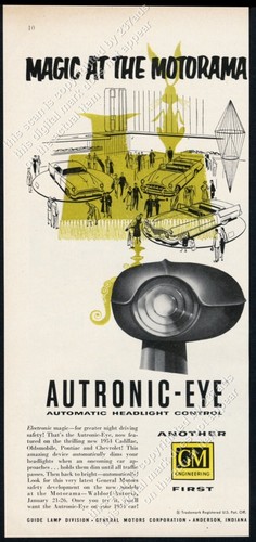 1954 GM Motorama car show Autronic Eye headlight control Cadillac etc ...
