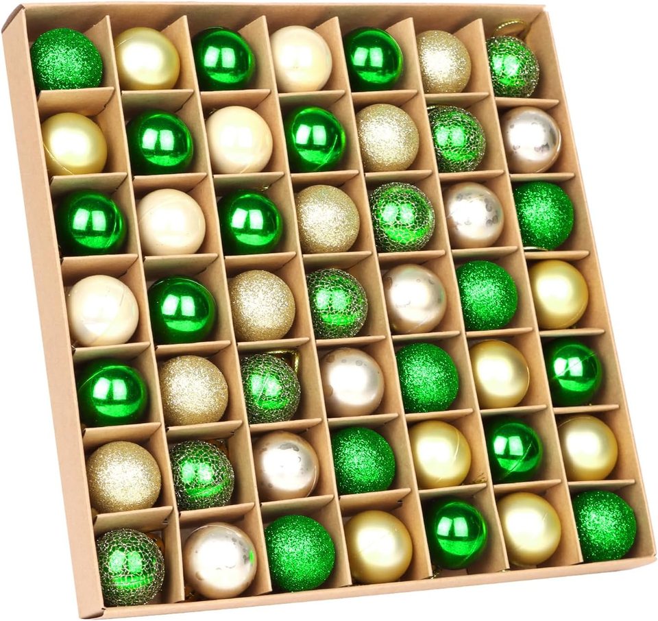 49pcs Mini Christmas Baubles 3cm, Copper & Silver Glitter Tree ...