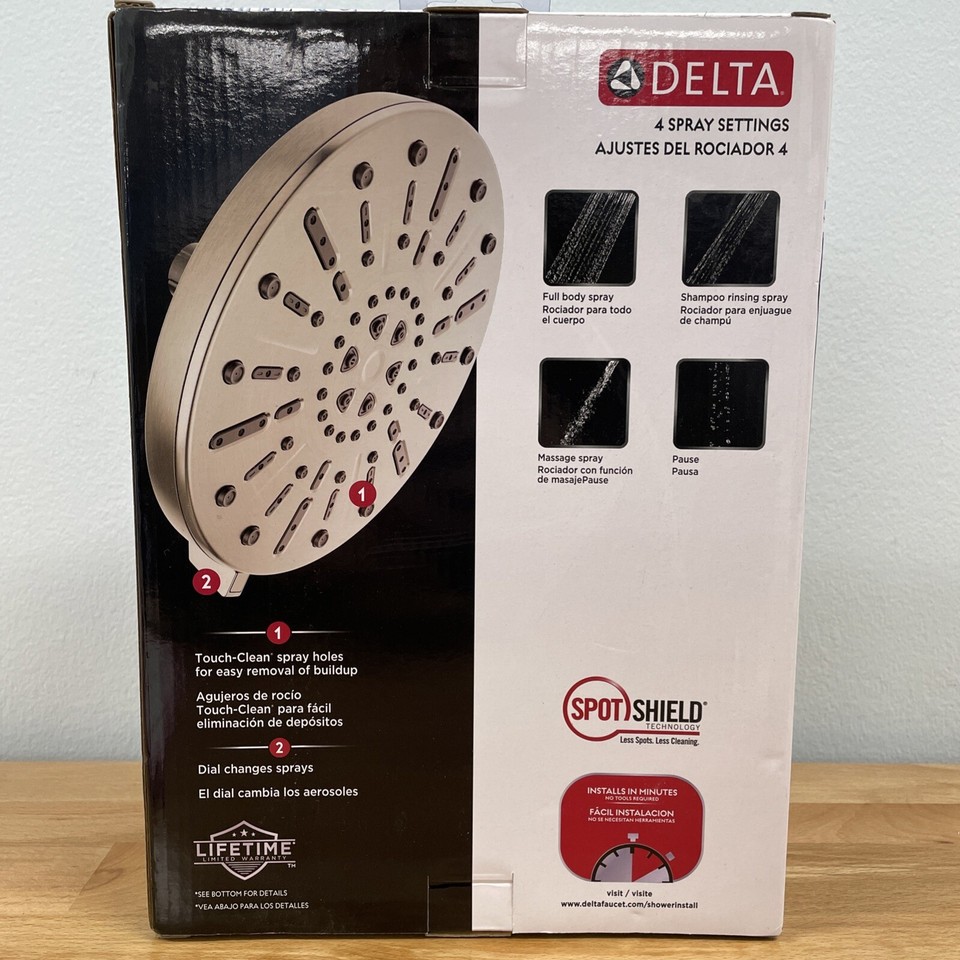 Delta Spotshield Brushed Nickel Round Rain Fixed Shower Head 1.75-GPM ...