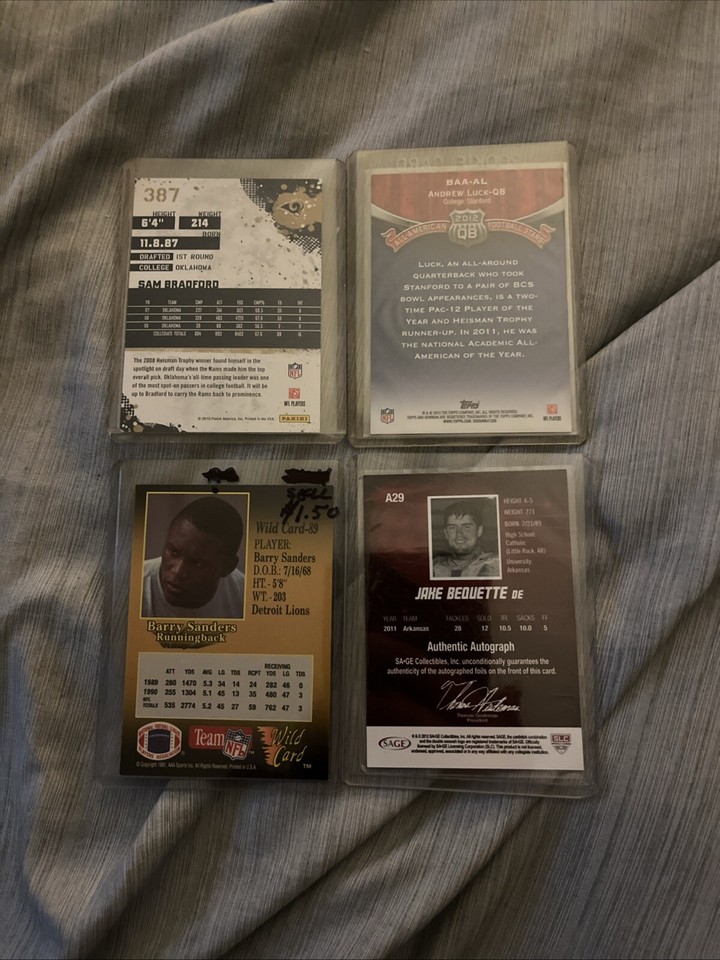 Andrew Luck, Sam Bradford RC , Barry Sanders Wild Card & Misc Auto Card ...