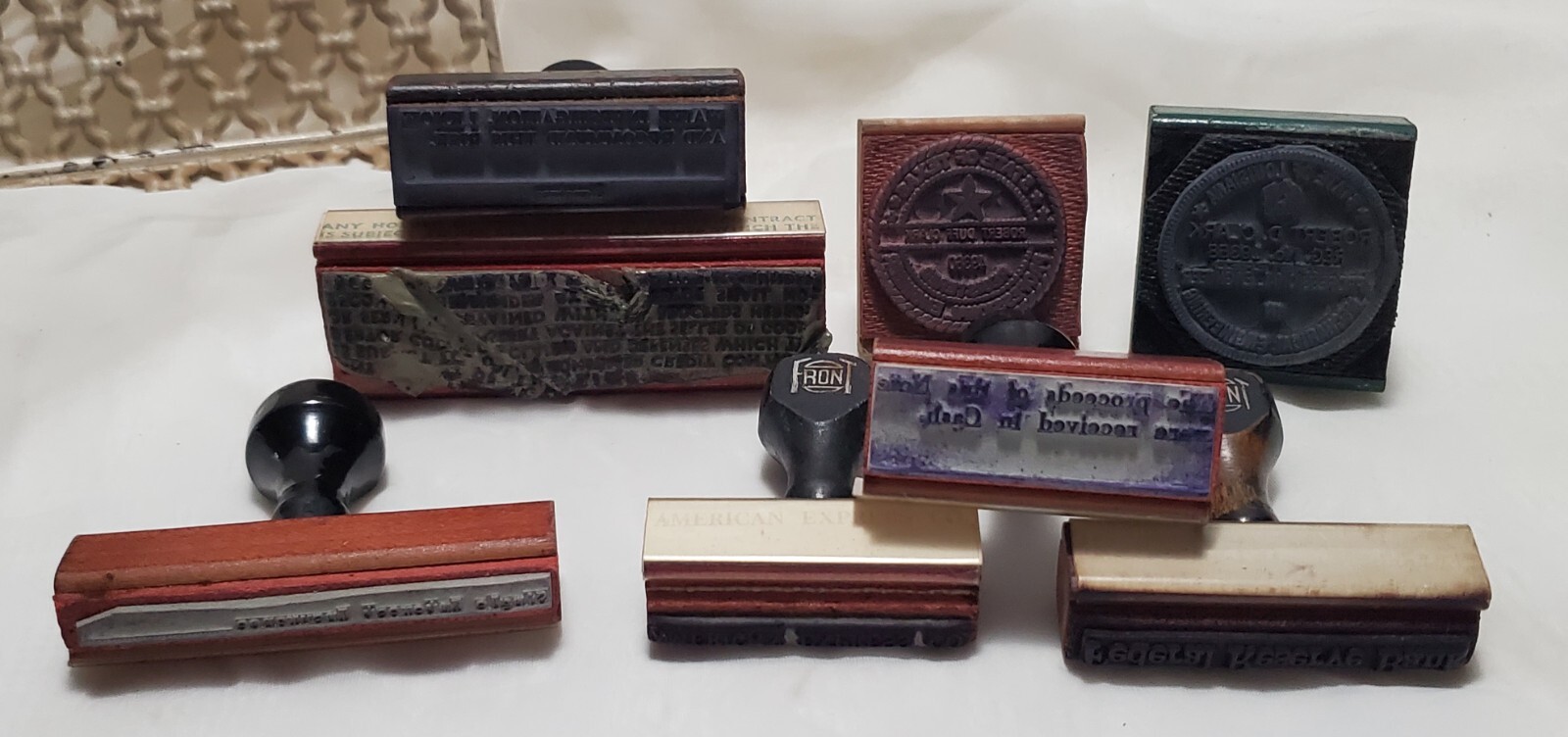 8 VNG Assorted Office Bank Rubber Wood Desk Traditional Document Stamps ...