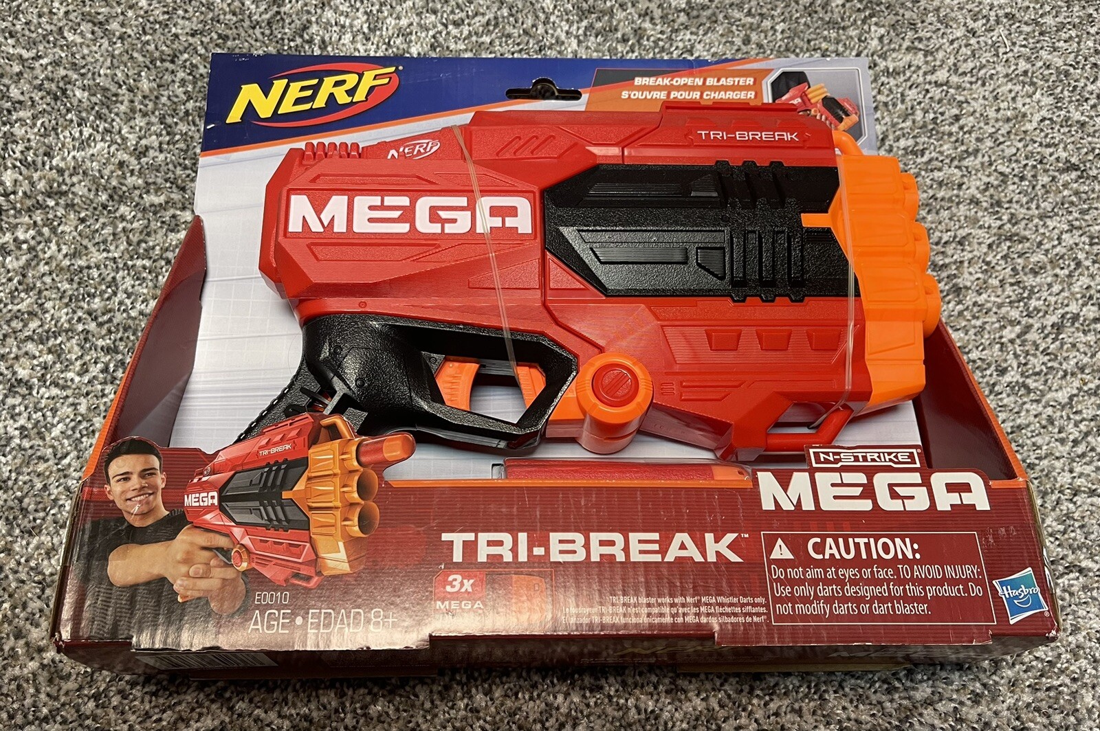 Nerf Gun Nerf N-Strike Mega Tri-Break Blaster w/ 3 Whistler Darts Red ...