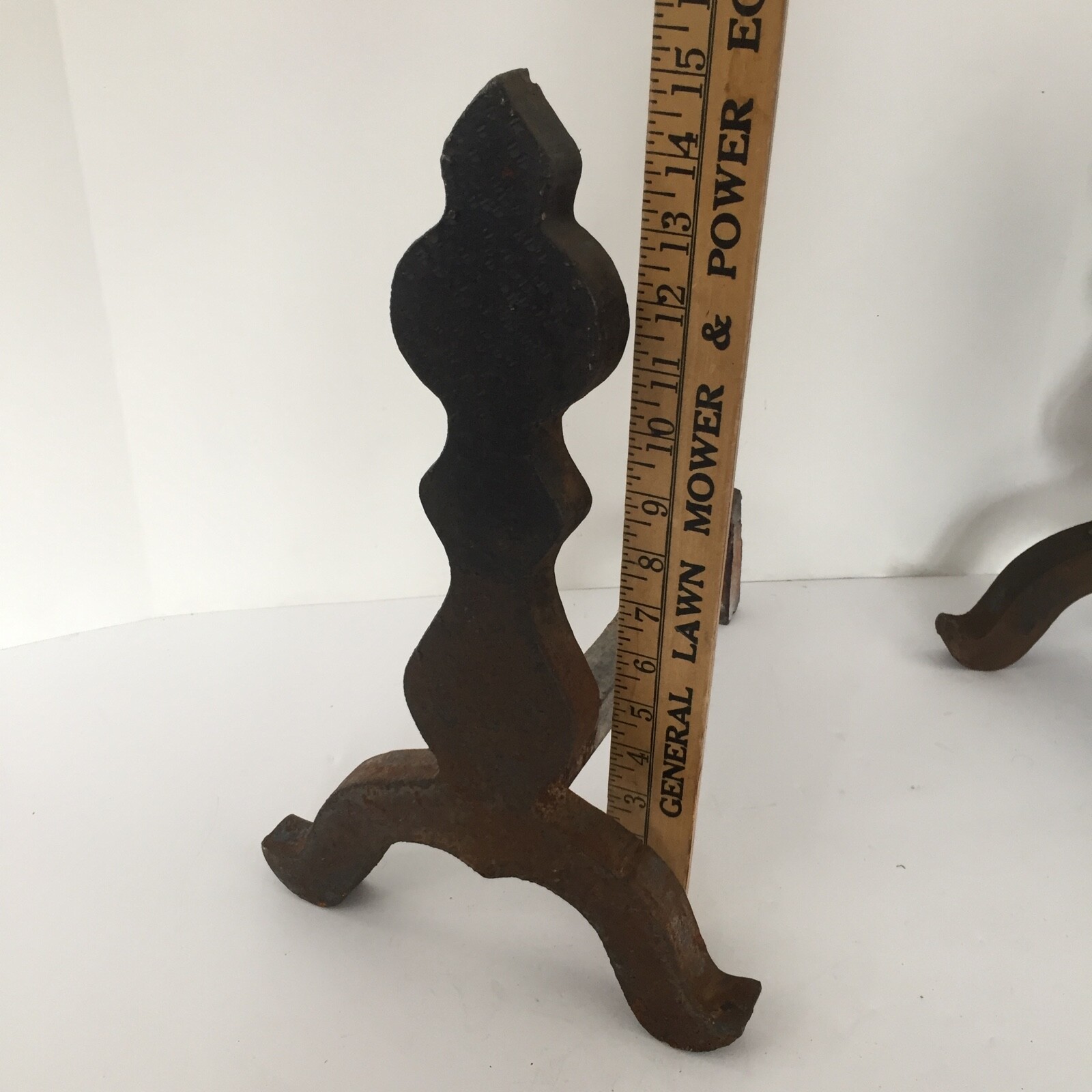 Antique Cast Iron Andirons - Mission / Arts and Crafts / Keyhole Fire ...