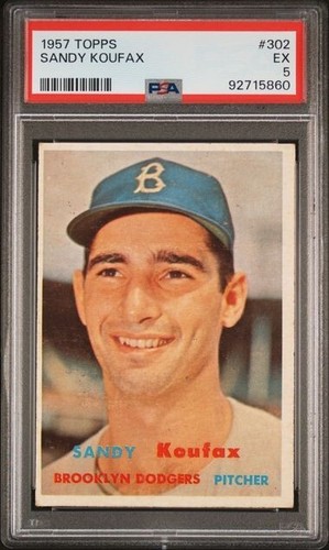 1957 Topps Baseball Card #302 SANDY KOUFAX Brooklyn Dodgers PSA 5 SET ...