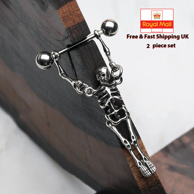 2 Pieces of Skull Hanging Piercing Shield Nipple Piercing Sexy Bar ...