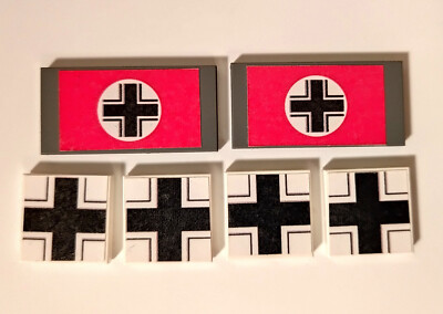 LEGO World War 2 German Balkenkreuz custom stickers on 2x2 (4) and 2x4 ...