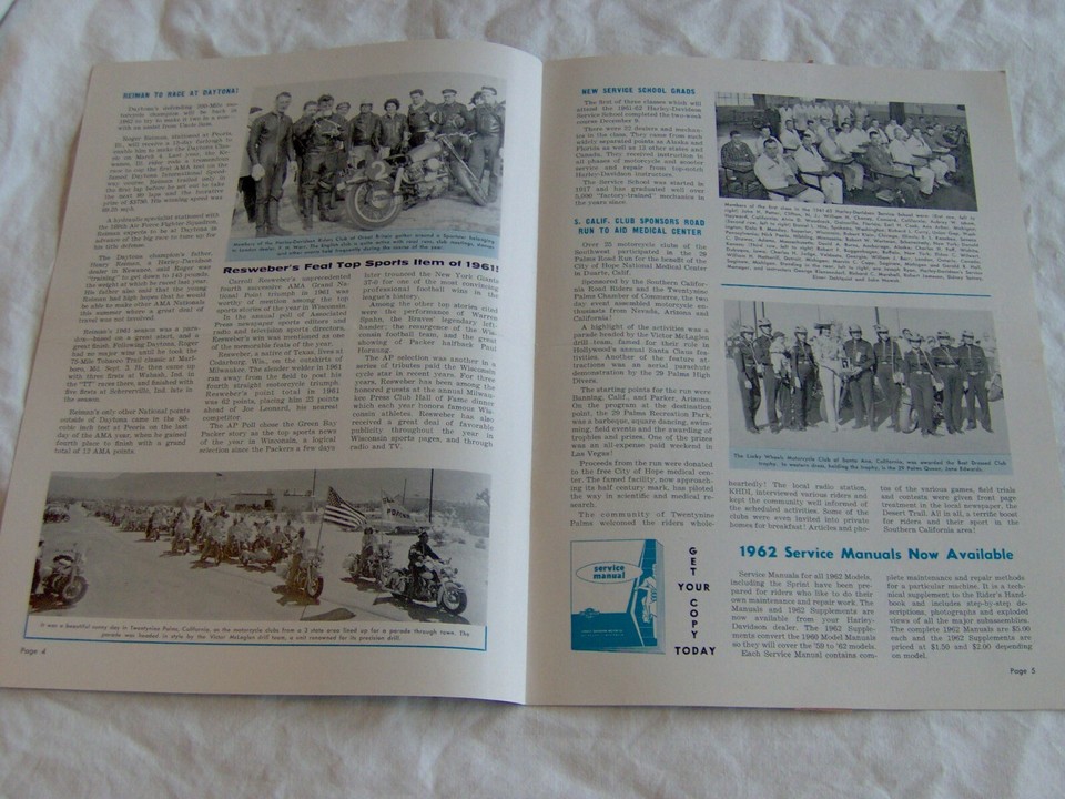 MOTORCYCLE ENTHUSIAST IN ACTION HARLEY DAVIDSON MAGAZINE JAN 1962 ...